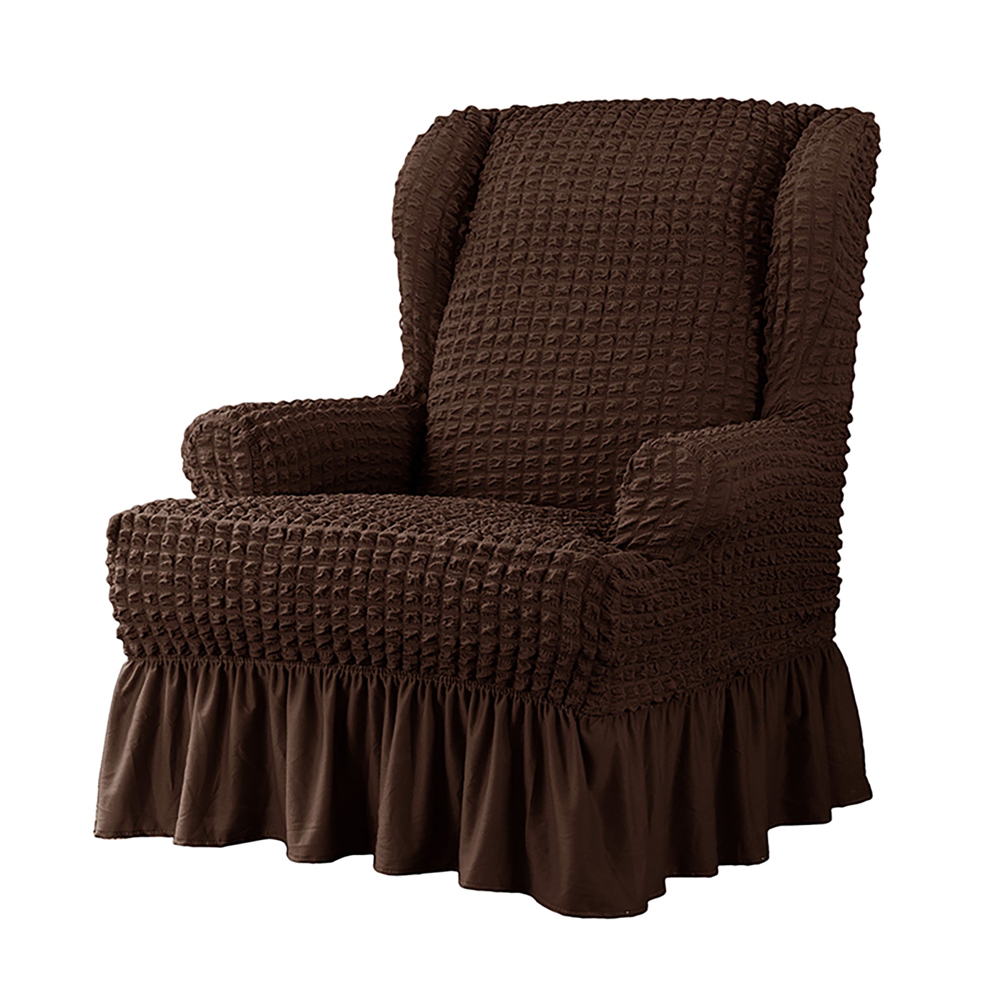 Stretch Wing Back Chair Slipcover 1- Piece Durable Seersucker Wingback ...