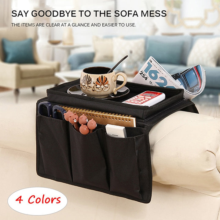 Sofa Armrest Organizer with Cup Holder Tray Chair Arm TV Remote Holder ...