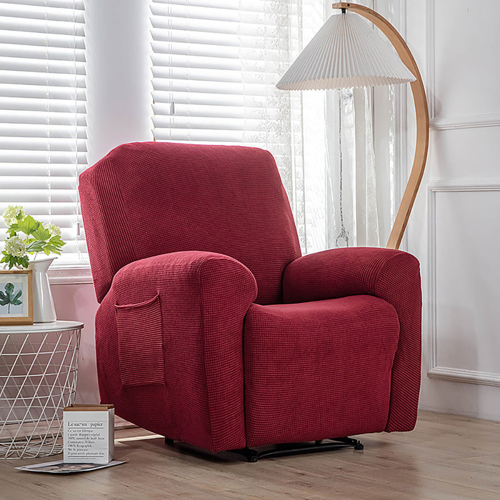 Recliner Slipcover Plaid Fleece Solid Color Stretch Recliner Cover ...