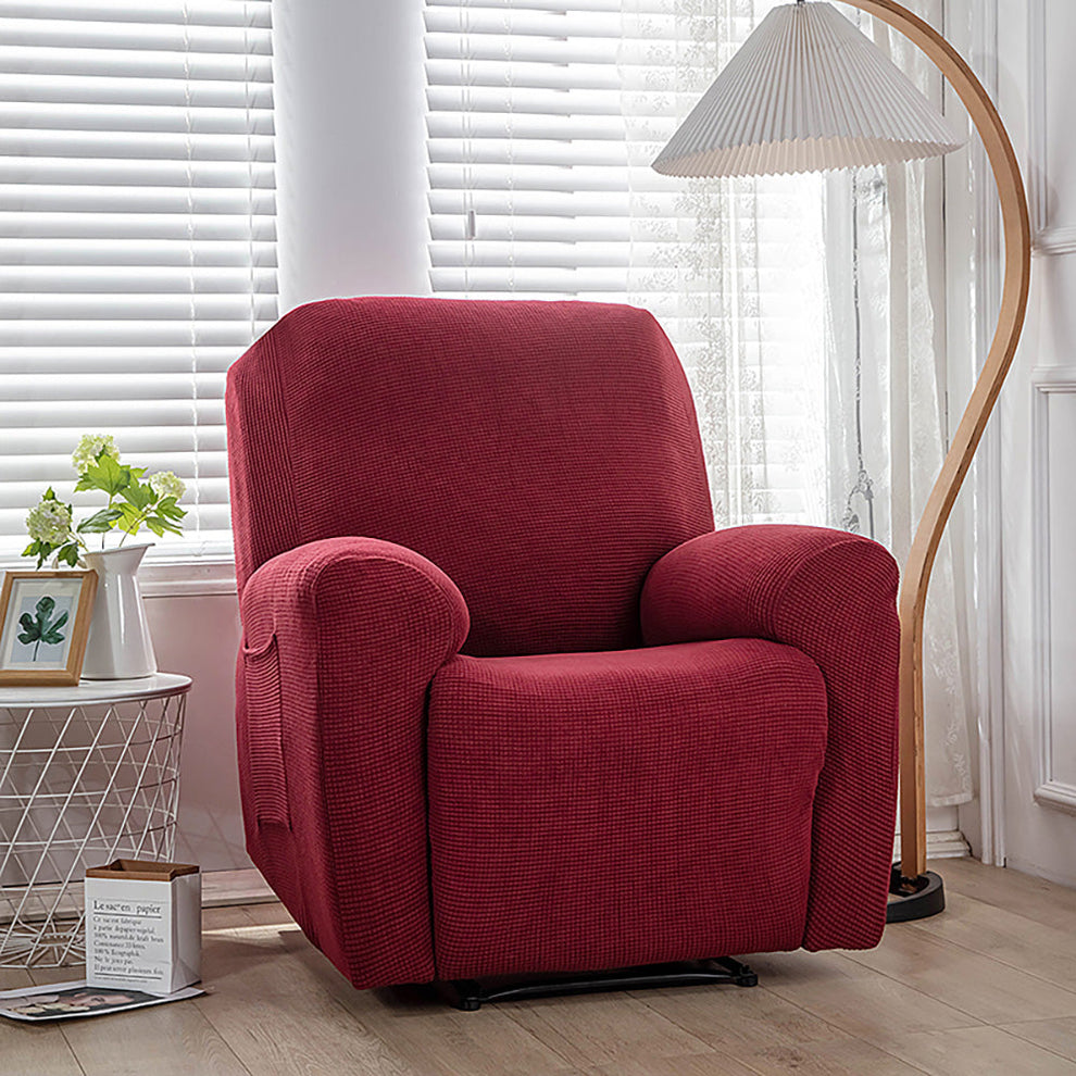 Recliner Slipcover Plaid Fleece Solid Color Stretch Recliner Cover ...